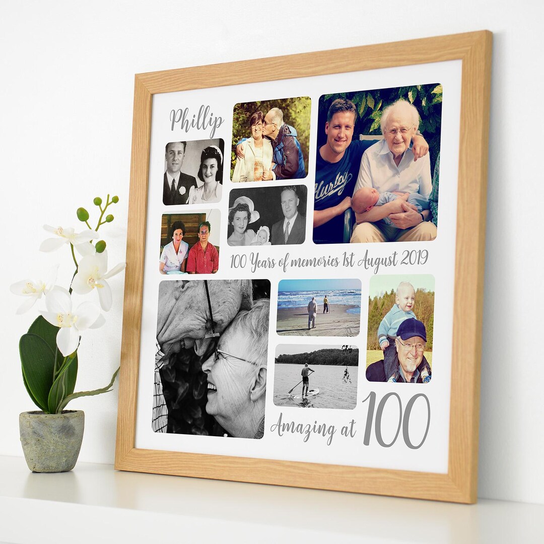 Personalised 100th Birthday Square Photo Collage | Photo Collage ...