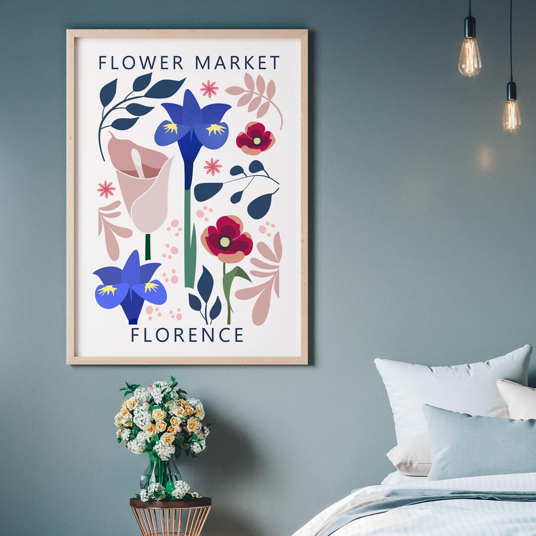 Florence Flower Market Print, Flower Art, Abstract Wall Art, Bedroom ...