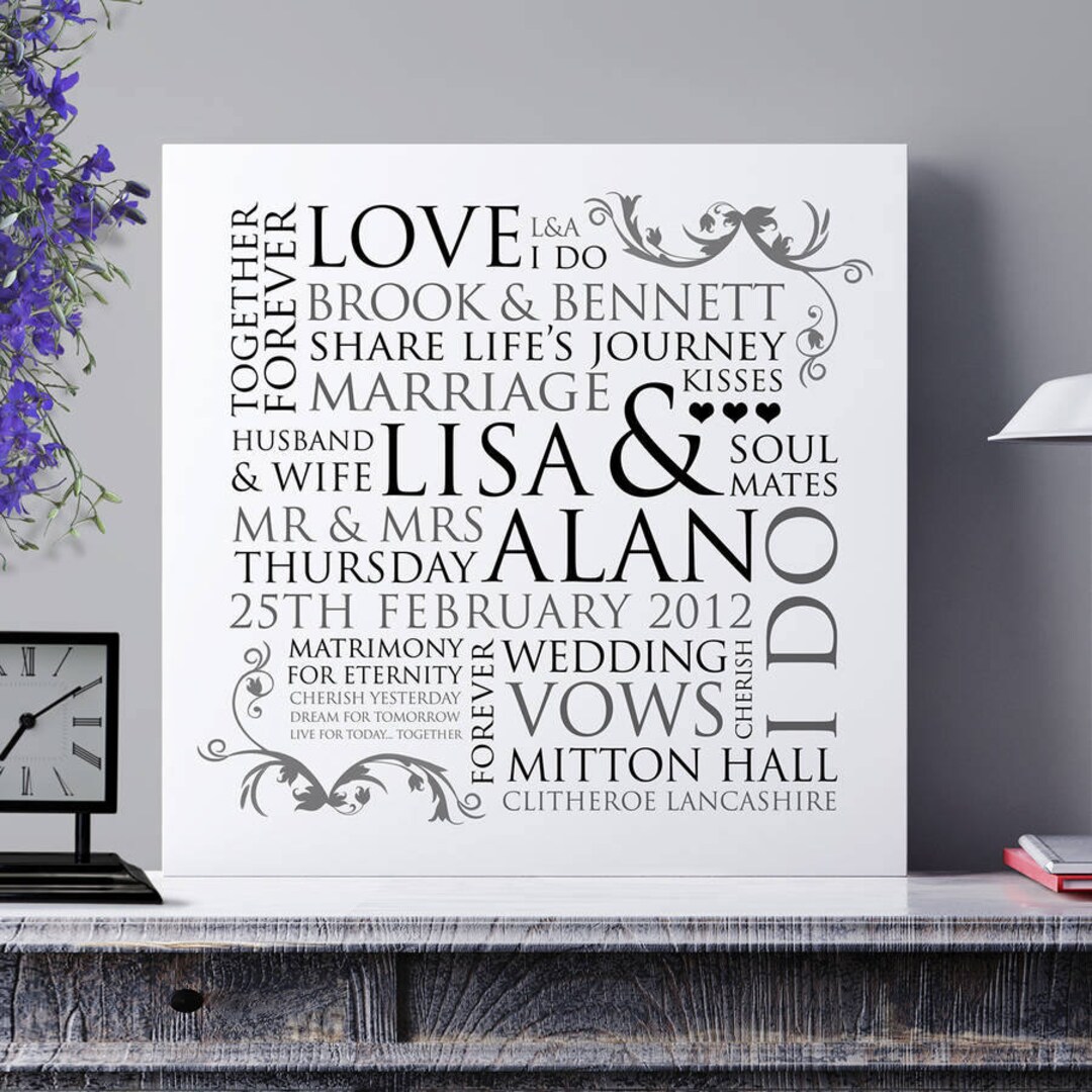 Personalised Wedding Word Design Print - Etsy