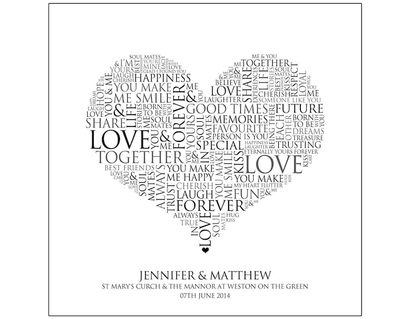 Personalised Heart Word Art Digital File - Etsy