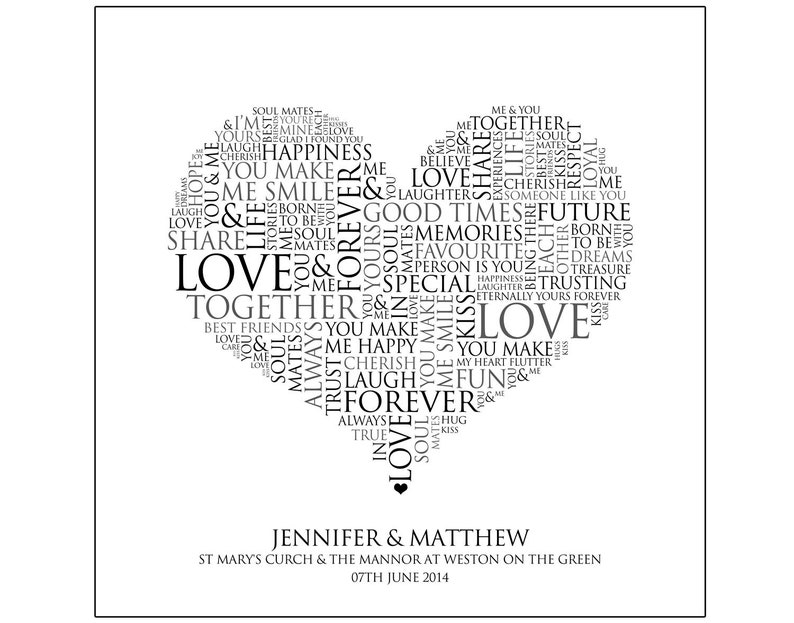 Personalised Heart Word Art Digital File - Etsy