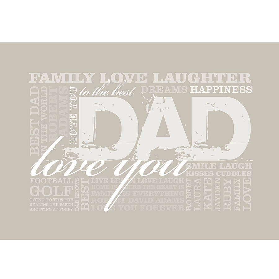 Personalised Dad Word Art Print - Etsy