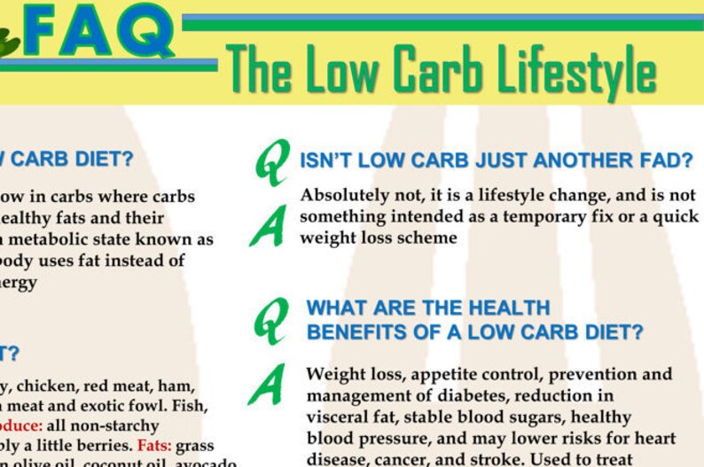 Essential Low Carb Lifestyle Faqs - Diet and Nutrition Infographic - Etsy