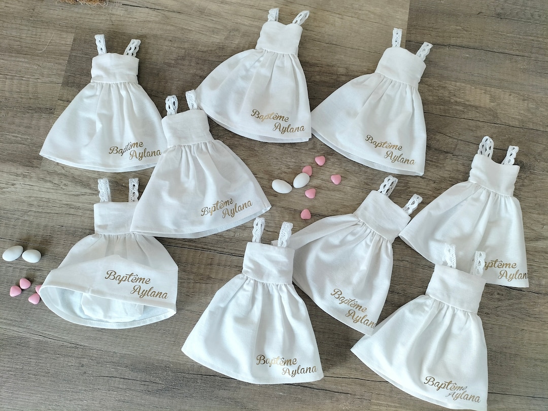 Set of 10 Dress-shaped Favor Boxes for Christening Favors for Girls ...