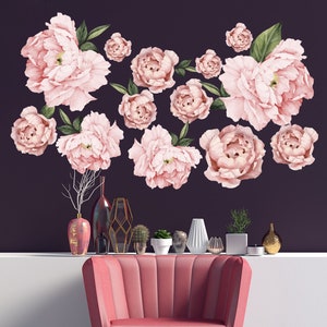 Peony Wall Decals Peony Flowers Sticker Peony Wall Art Peony - Etsy