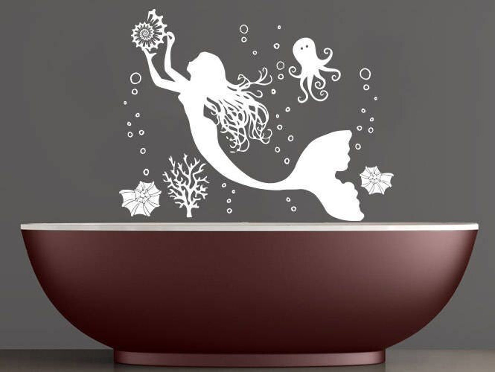 Mermaid Wall Decal Nymph Sea Ocean Sticker Bathroom Vinyl - Etsy