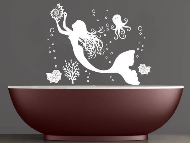 Mermaid Wall Decal Nymph Sea Ocean Sticker Bathroom Vinyl - Etsy