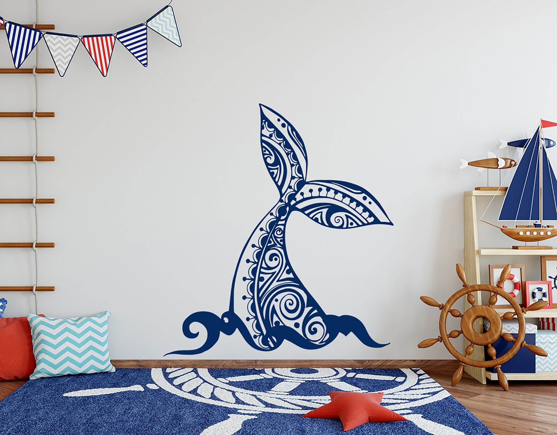 Whale Tail Wall Decal Bathroom Nautical Decor Bedroom Living - Etsy
