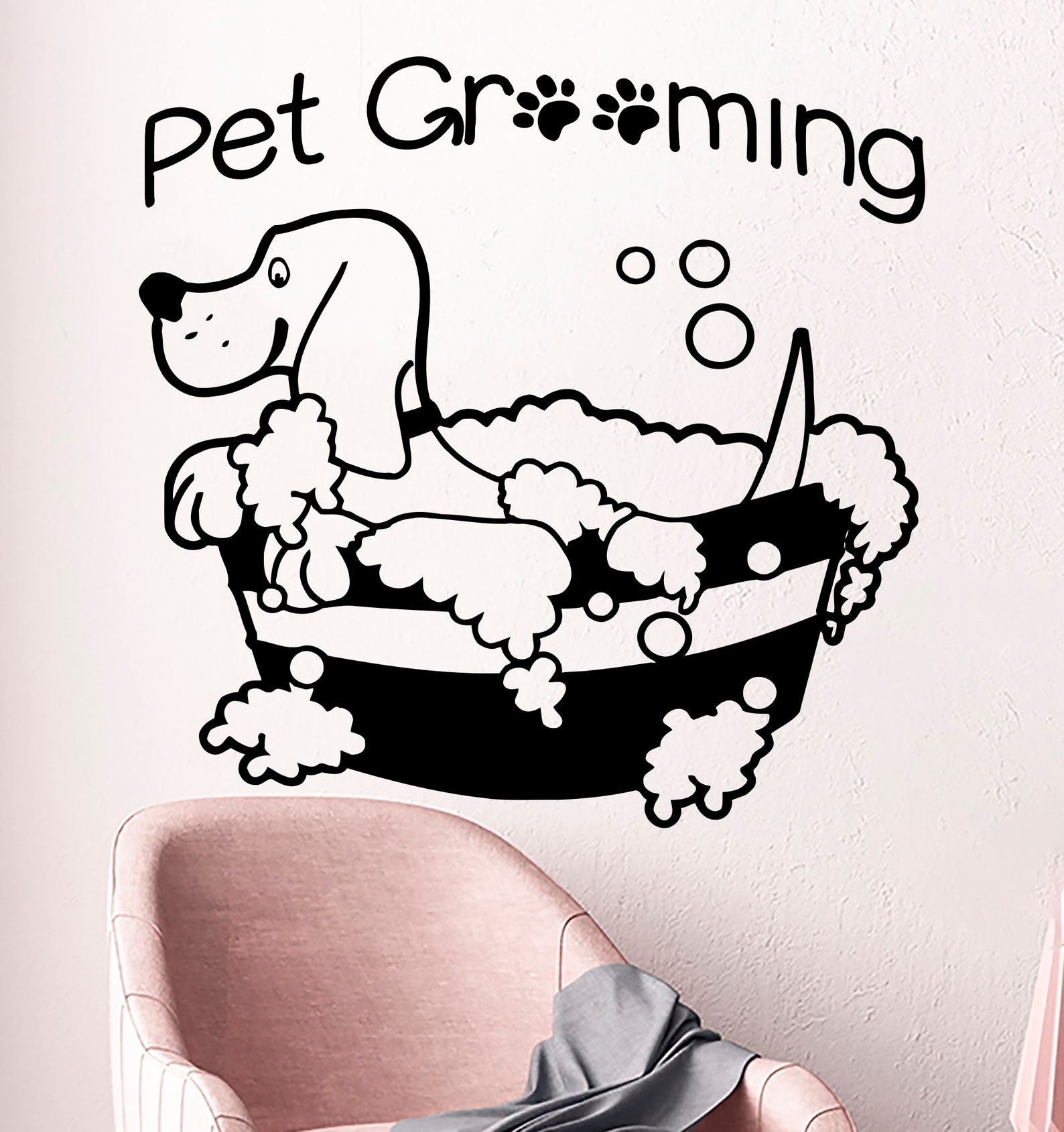Dog Grooming Salon Decal, Pet Grooming Logo Decal for Store Window ...
