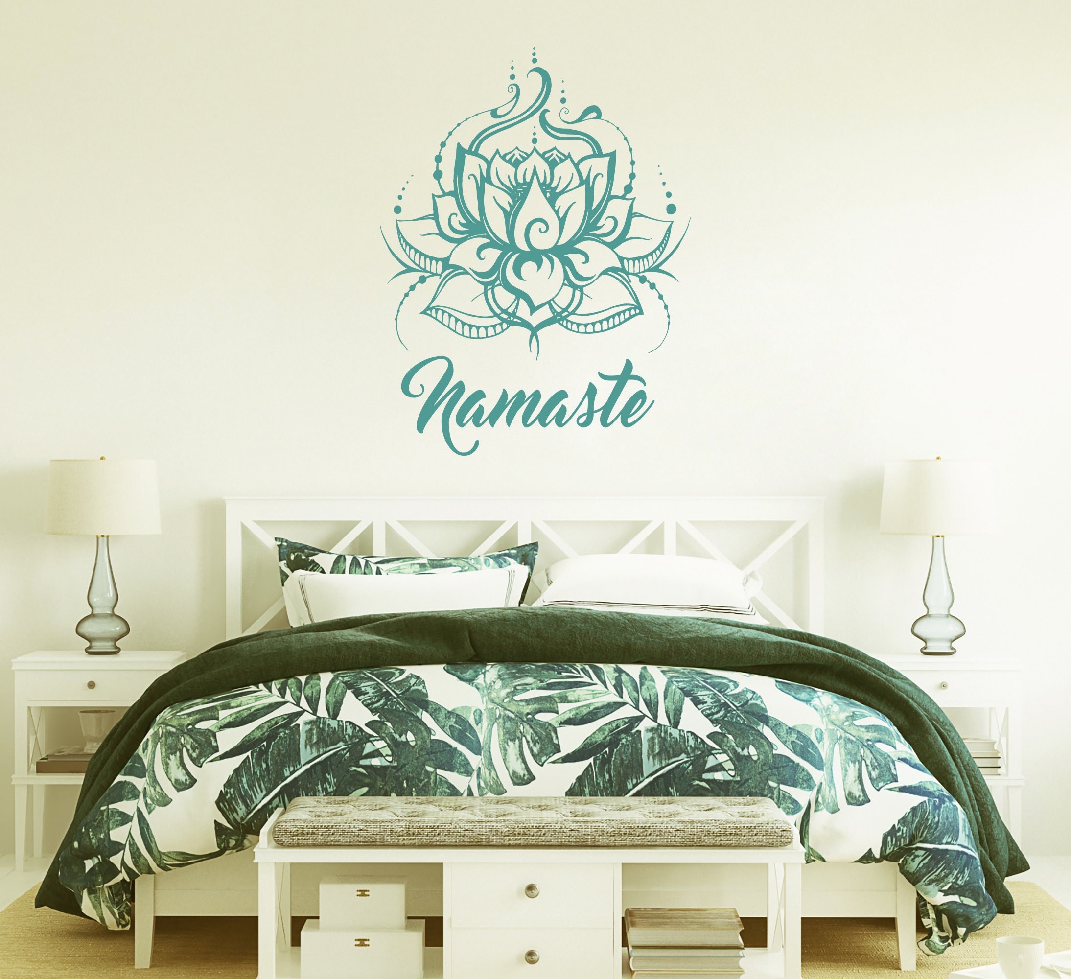 Lotus Wall Decal, Namaste Decals, Bohemian Decor, Yoga Wall Decal ...
