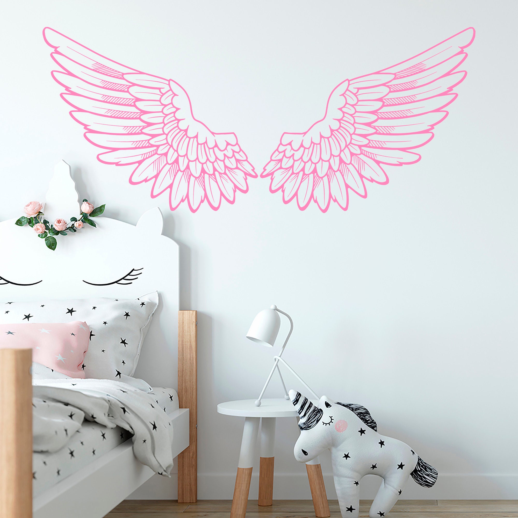 Angel Wings Wall Decal Vinyl Sticker Decals Mural Bedroom Bird | Etsy