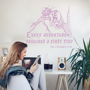 Cheshire Cat Wall Decal, Alice in Wonderland Wall Decal, Quote Every ...