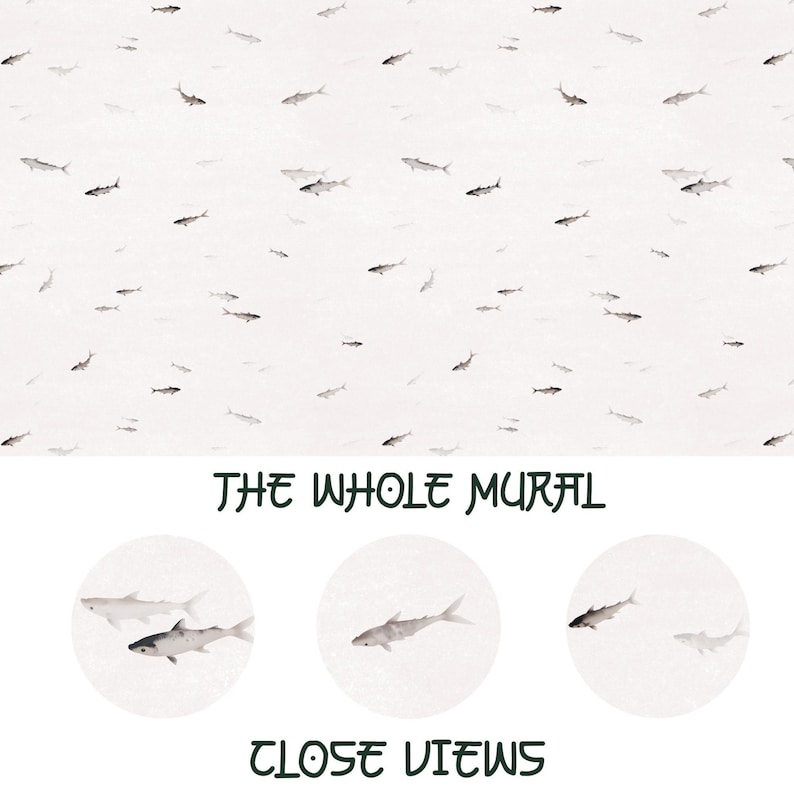 Fish Wallpaper Mural, Asian Wallpaper Peel and Stick, Sea Chinoiserie ...