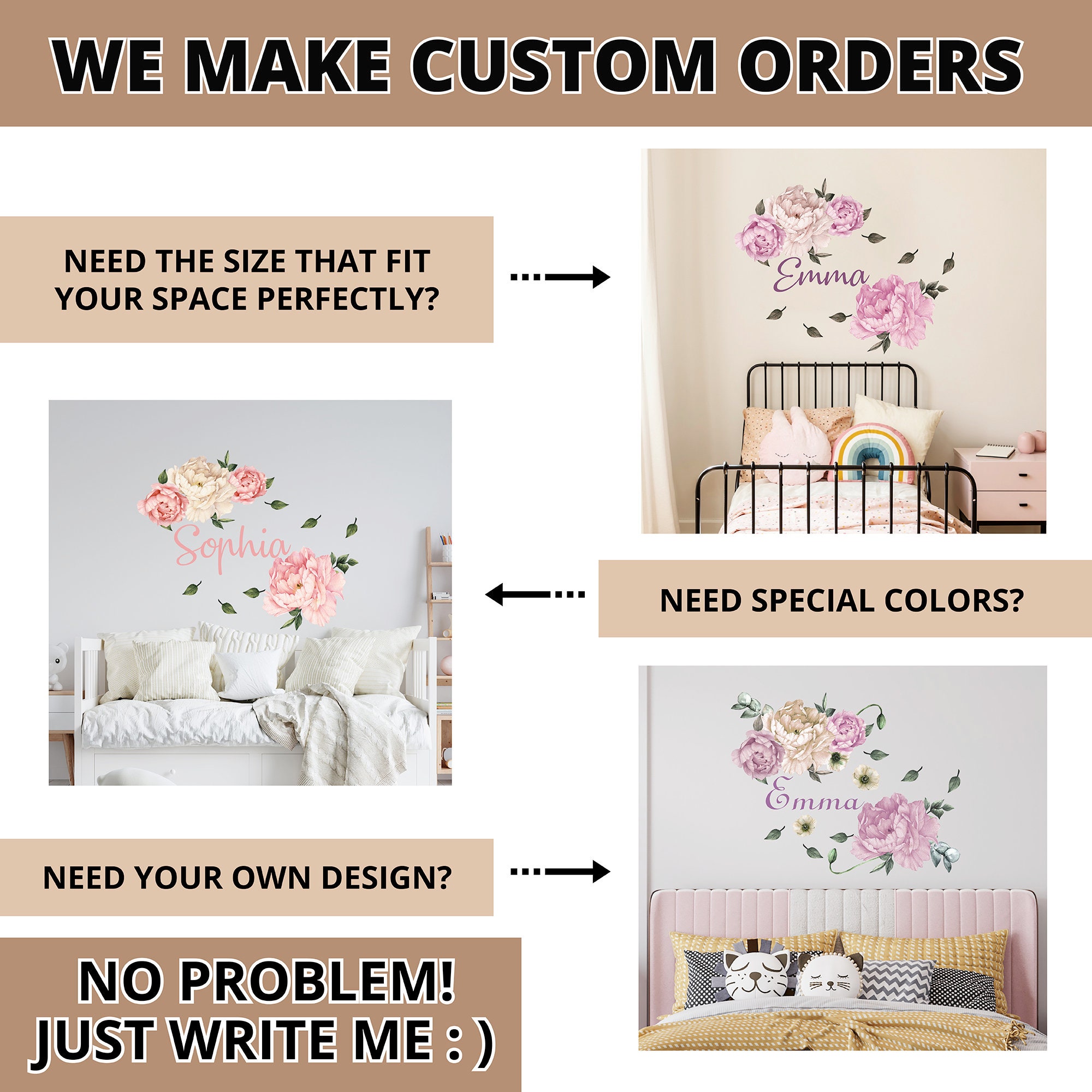 Name Wall Decal Girl Room Custom Wall Sticker Babytoddler | Etsy