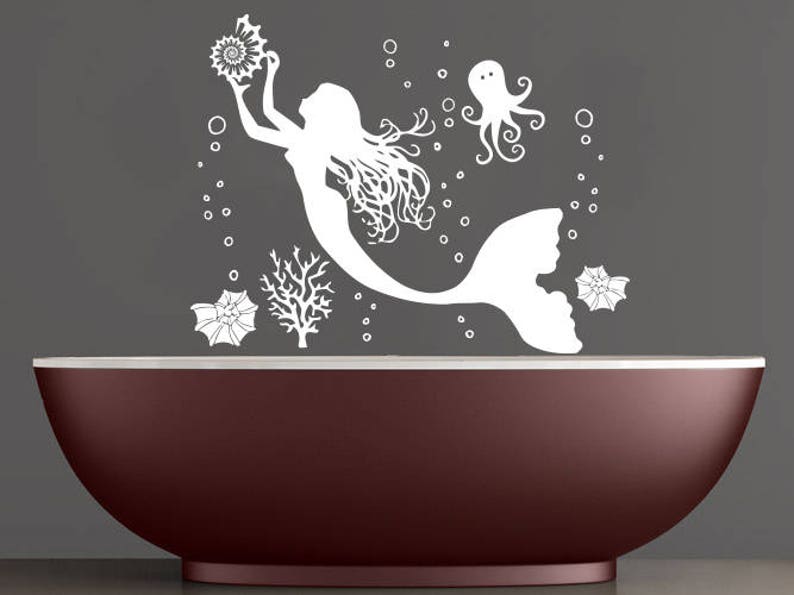 Mermaid Wall Decal Nymph Sea Ocean Sticker Bathroom Vinyl | Etsy
