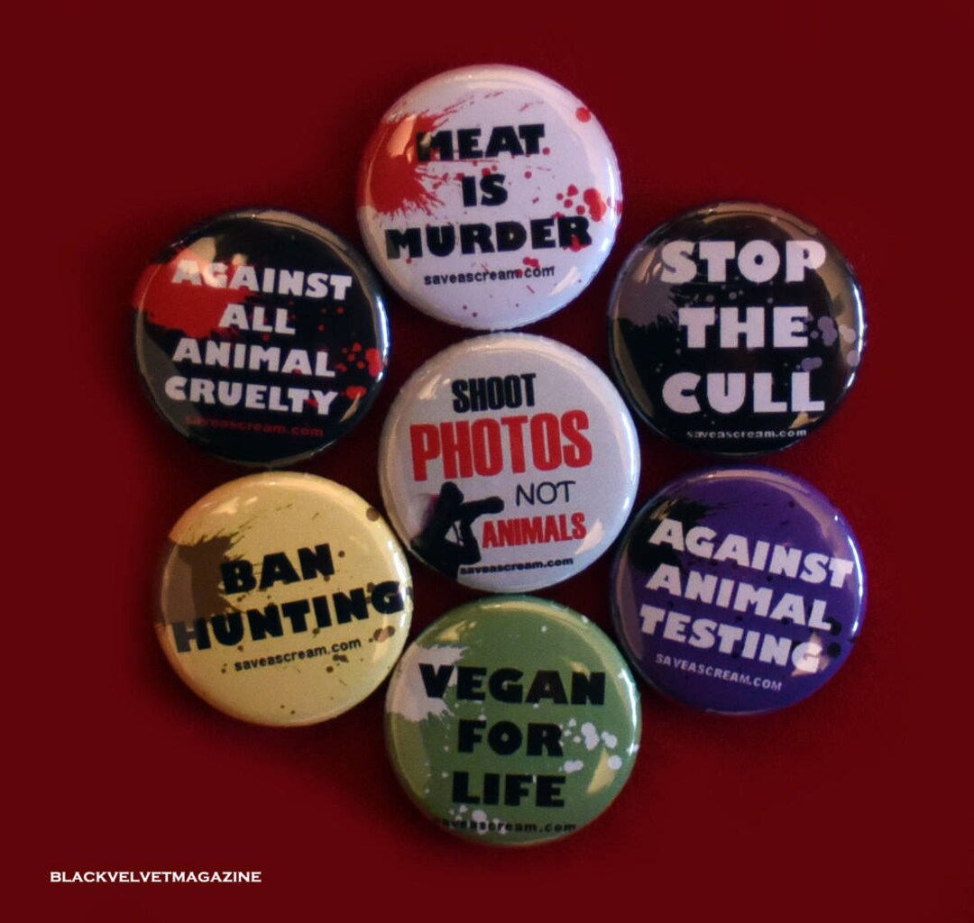 7 Vegan / Animal Rights Badges 25mm Vegan for Life Meat is - Etsy