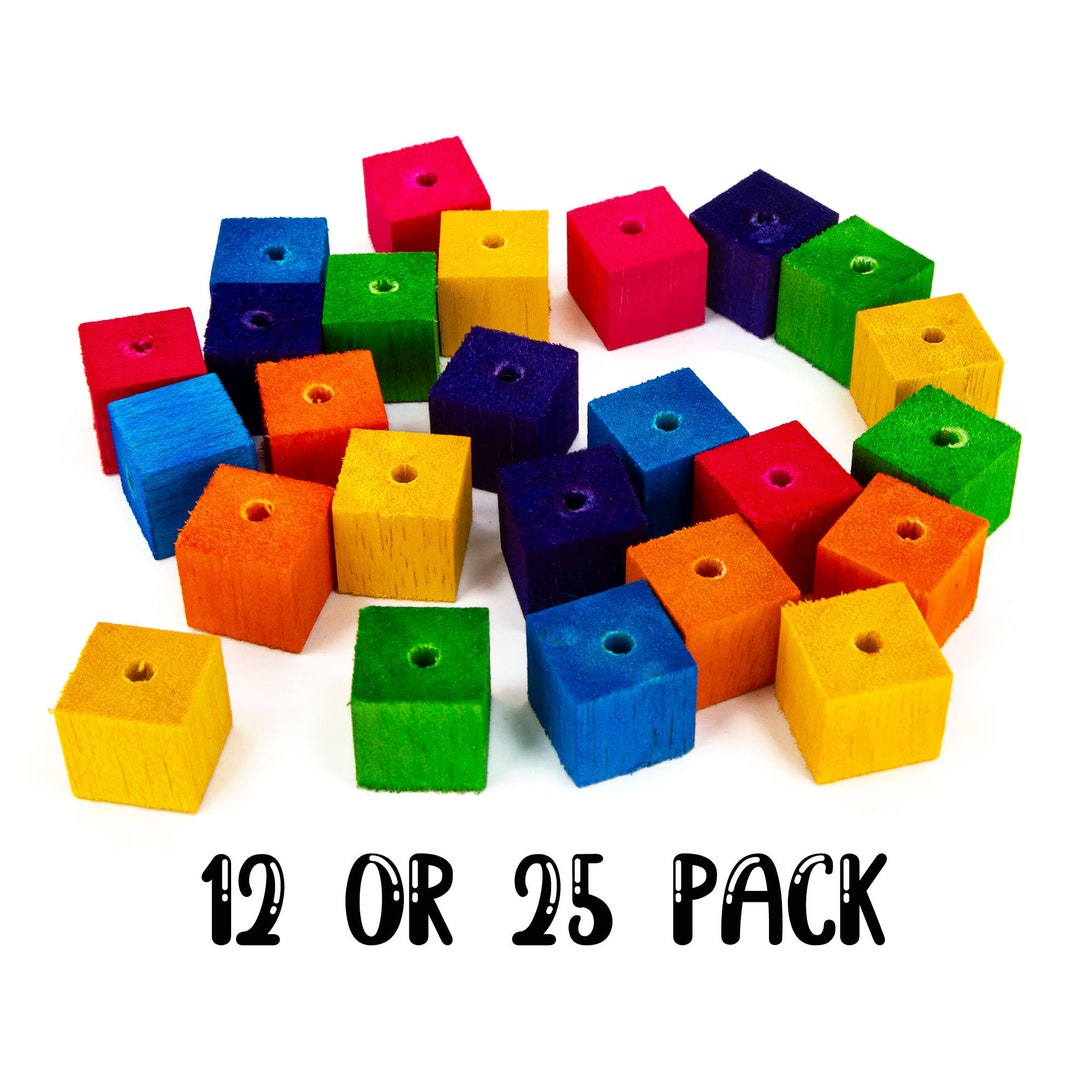 Colored Balsa Cubes Bundle - 1" X 1" X 1" - Bird Toy Part, Easy to Chew ...