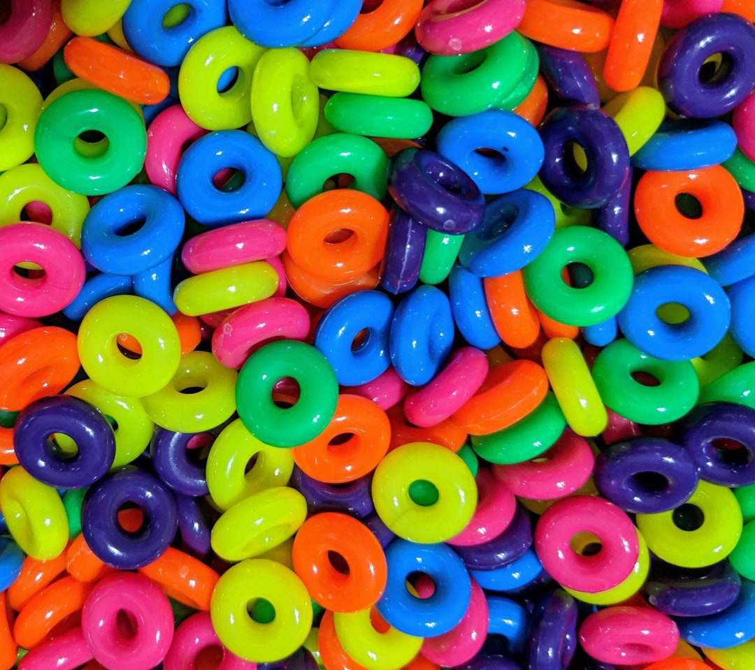 14mm Beads 4 Oz Package Choose Neon or Bright Ring Donut Shaped Bead ...