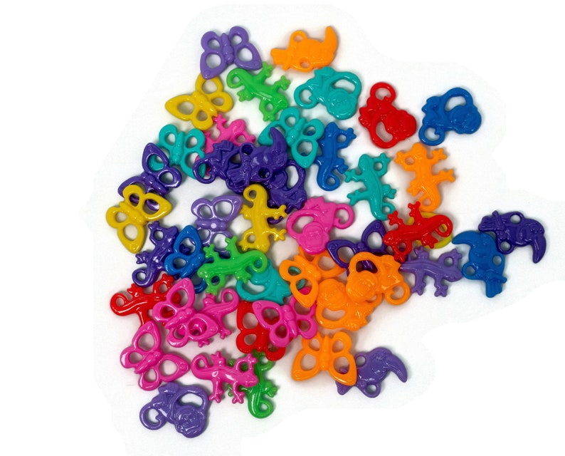 Jungle Animal Charms - Linkable Beads - Bird Toy Parts, Sugar Glider ...