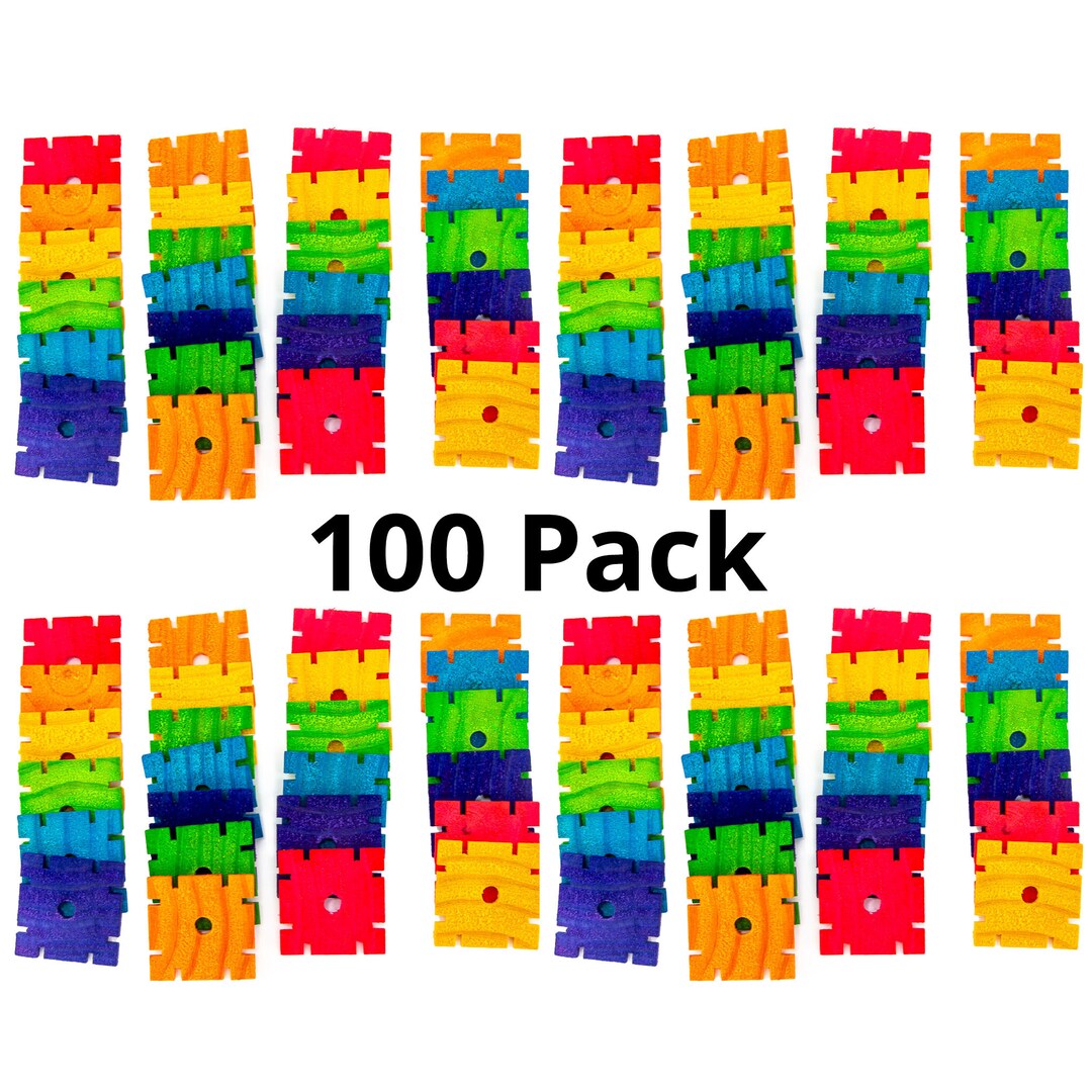 100 Super Skinny Notched Chippers 1/8 Thick Wood Hand Colored Bird Toy ...