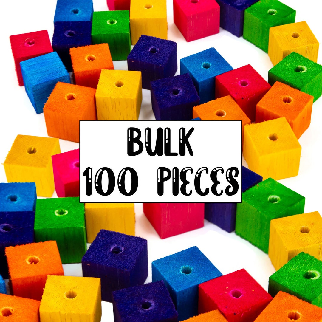 100 Colored Balsa Cubes Bundle - 1" X 1" X 1" - Bird Toy Part, Easy to ...