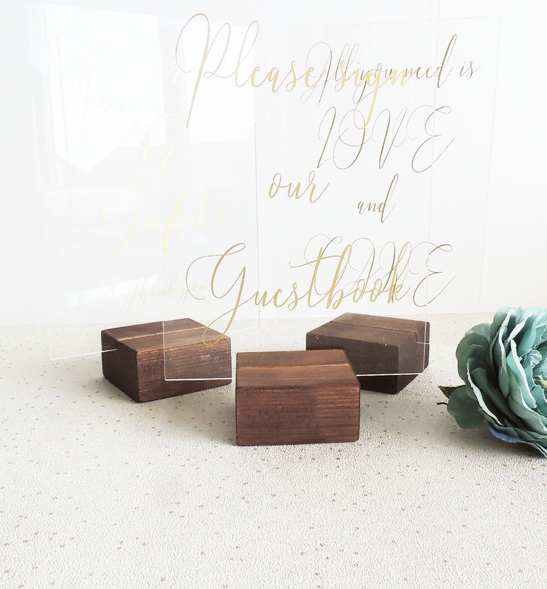 A5 Acrylic Holders X 3, Acrylic Stand, Table Name Holders, Wooden ...