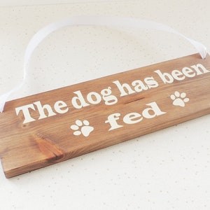 Dog Fed Sign, Wooden Dog Sign, Hanging Sign, Kitchen Plaque, Pet Fed ...