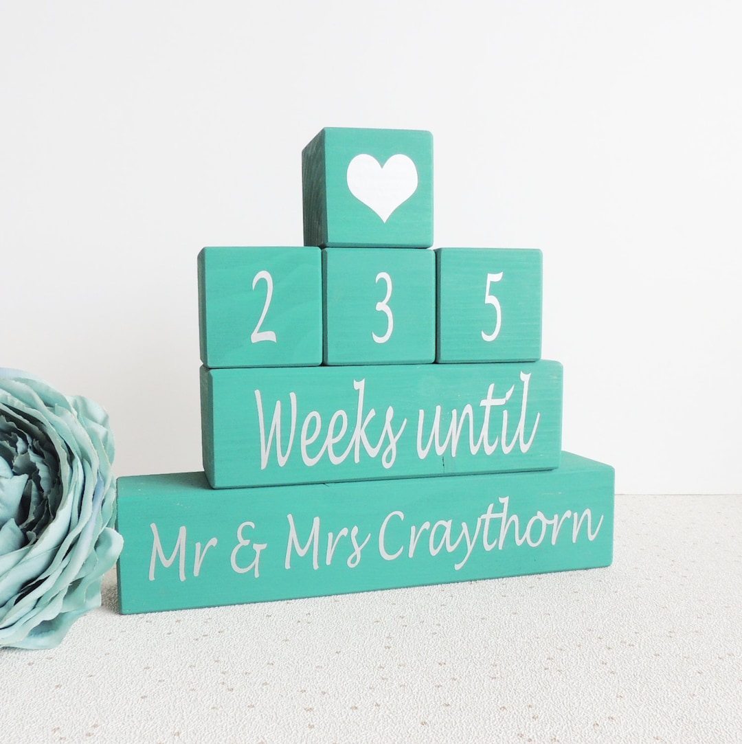 Wedding Countdown, Personalised Gift, Wooden Countdown, Engagement Gift ...