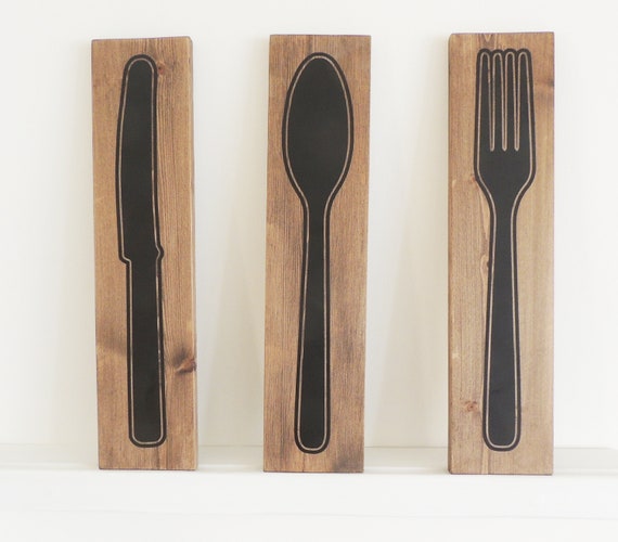 Wooden Kitchen Decor Cutlery Signs Cafe Decor Tea Room Wall | Etsy