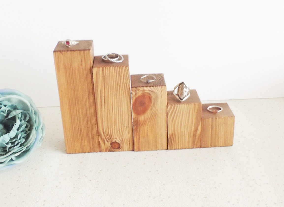 Rustic Wooden Ring Display Risers: Jewelry Stand Set - Etsy