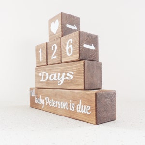 Baby Countdown, Pregnancy Countdown Blocks, Days Until Baby, Personalised Mum to Be Gift ...