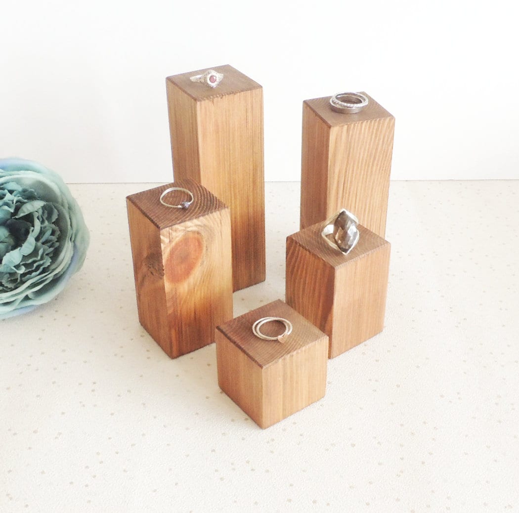 Rustic Wooden Ring Display Risers: Jewelry Stand Set - Etsy