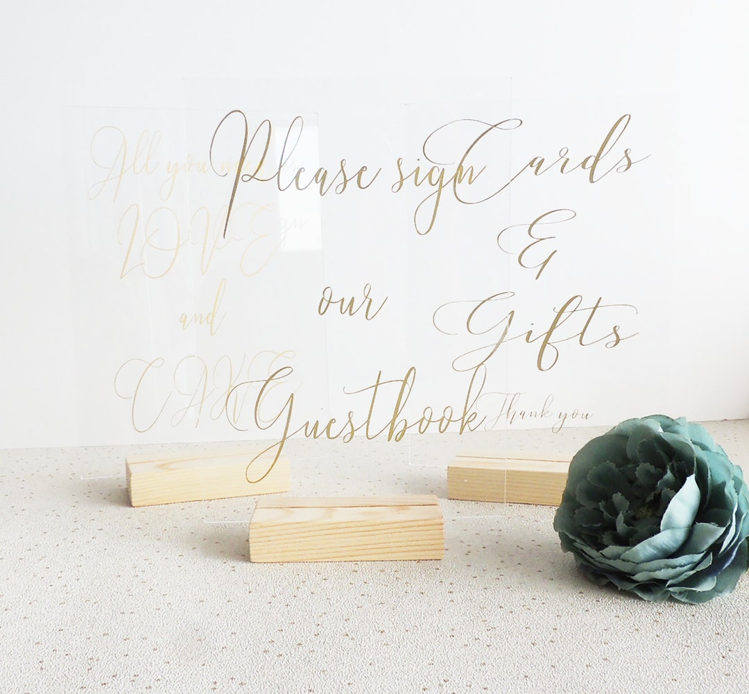 A5 Acrylic Holders X 3, Acrylic Stand, Table Name Holders, Wooden ...