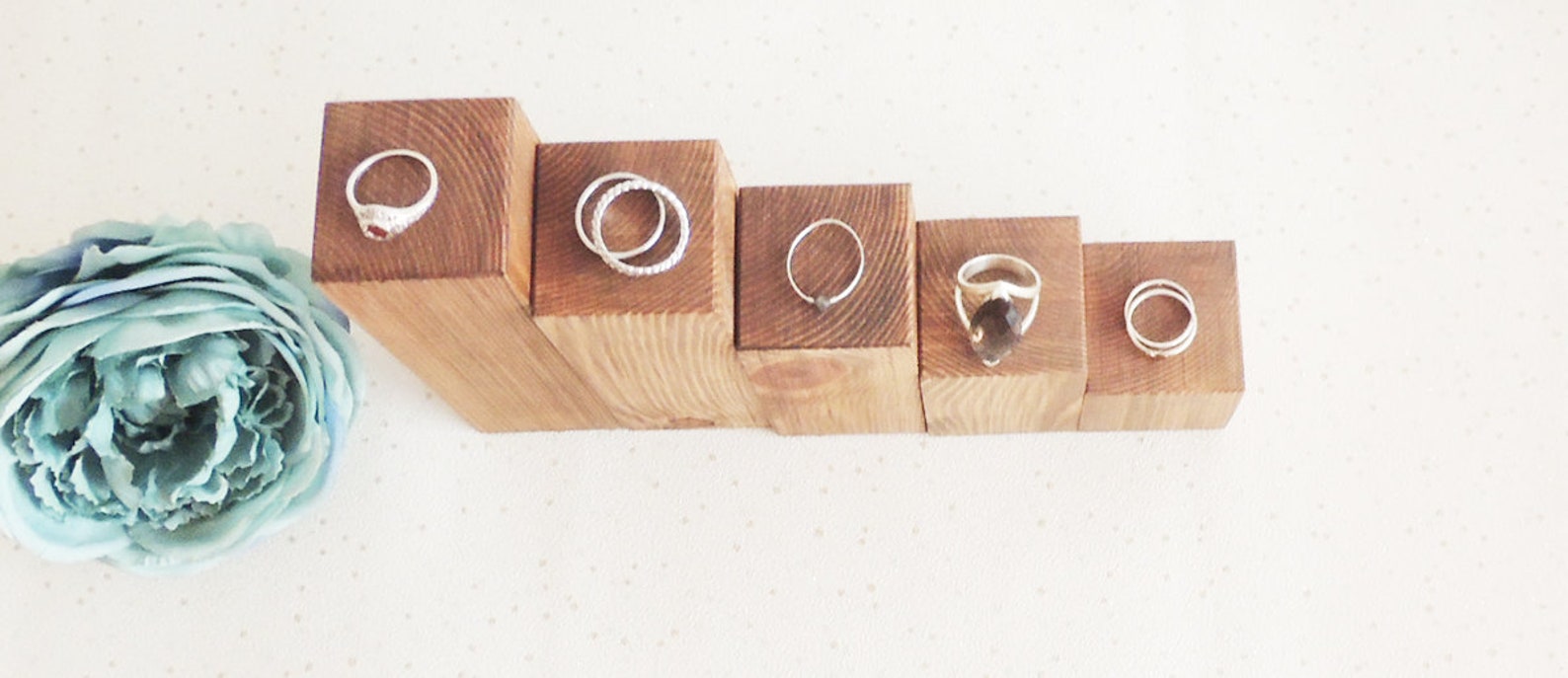 Rustic Wooden Ring Display Risers: Jewelry Stand Set - Etsy