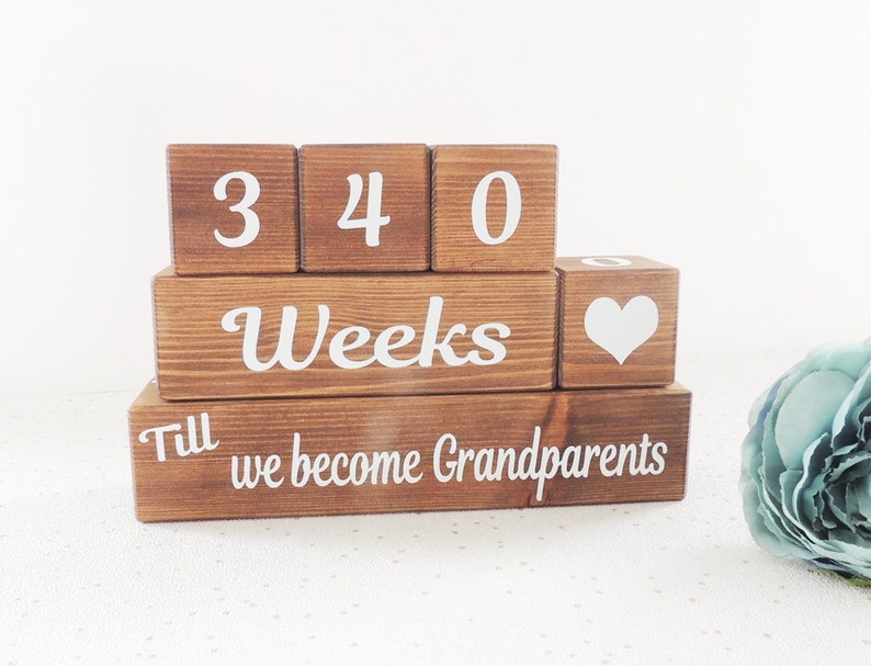 Baby Countdown Blocks Grandparent Gift Baby Announcement | Etsy
