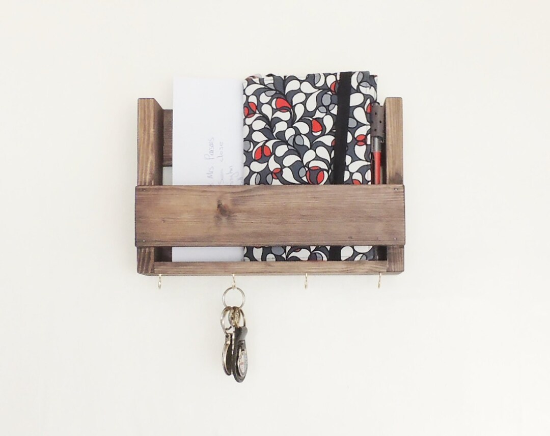 Wooden Letter Rack, Wood Shelves for Hall, Magazine Rack, Narrow ...