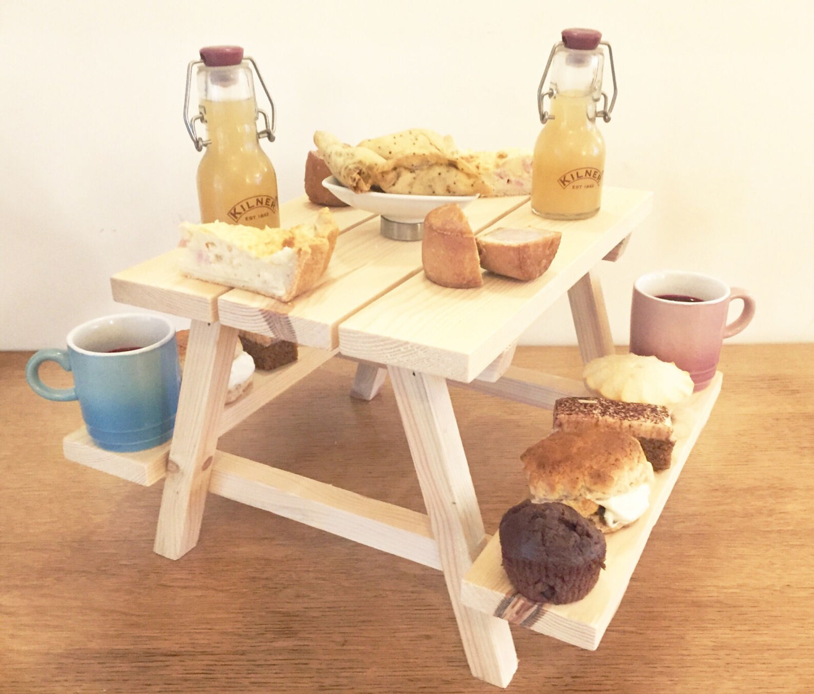 Mini Picnic Bench Afternoon Tea Cake Stand Display Wedding - Etsy