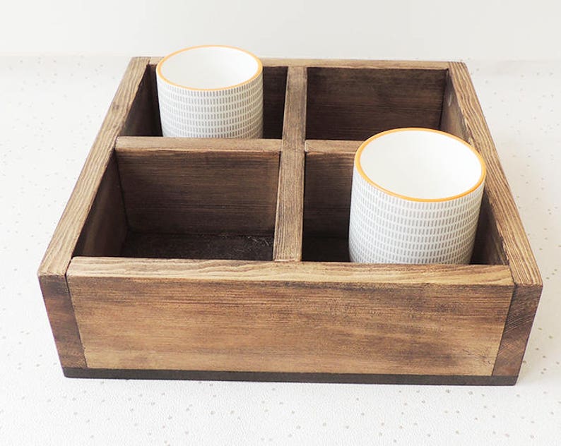 Wooden Table Caddy Storage Tray Rustic Decor Condiment - Etsy
