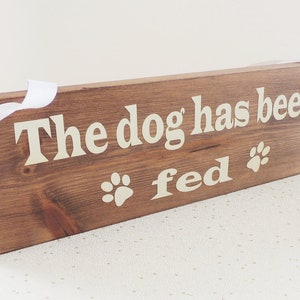 Dog Fed Sign, Wooden Dog Sign, Hanging Sign, Kitchen Plaque, Pet Fed ...