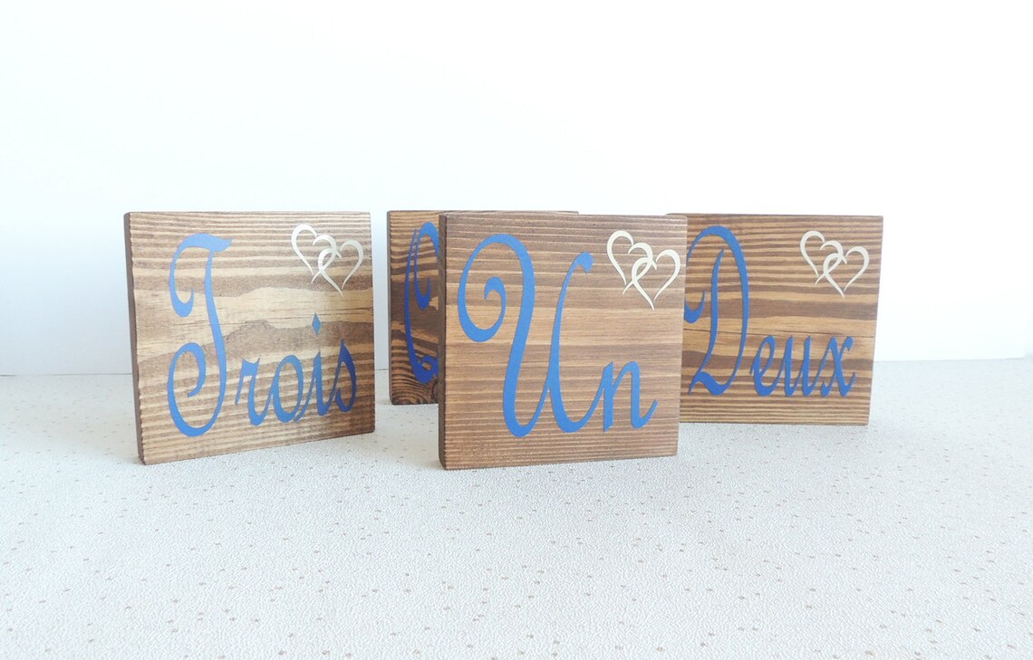 Blue Table Numbers Wooden Table Decor Rustic Wedding Table | Etsy