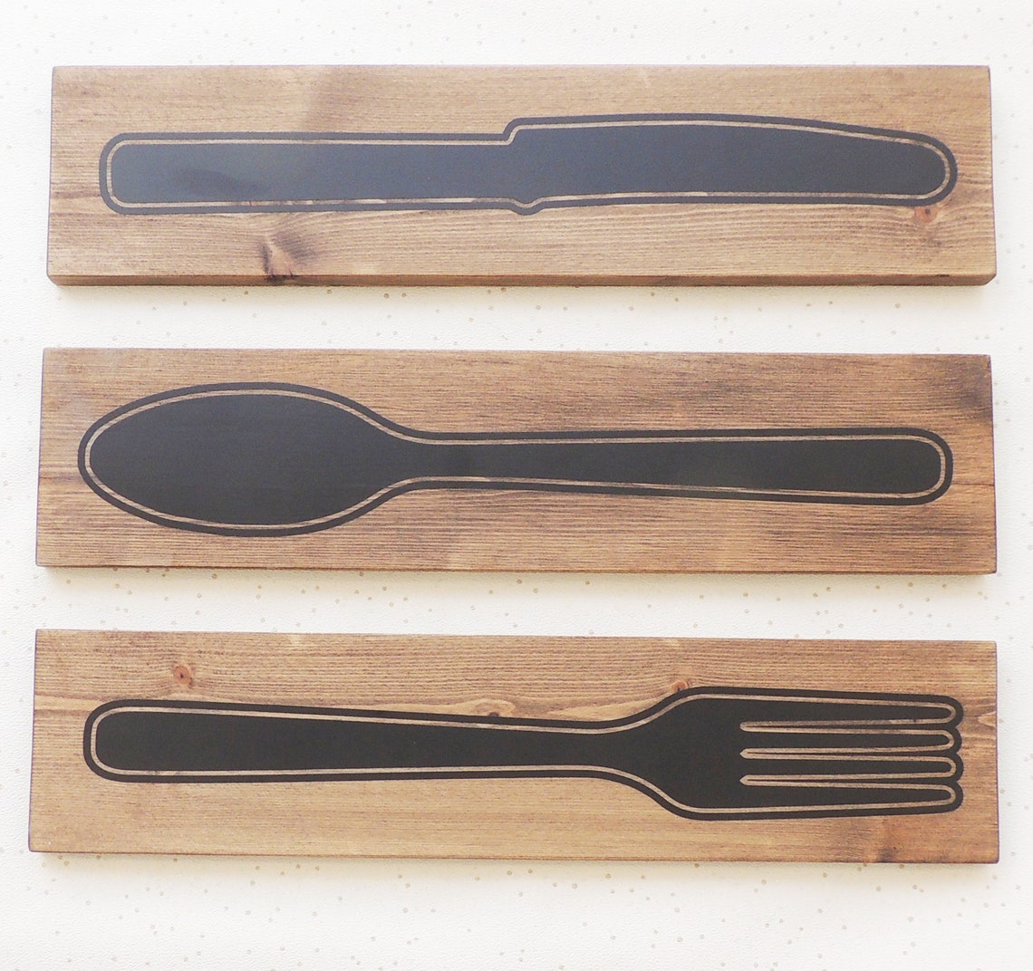 Wooden Kitchen Decor Cutlery Signs Cafe Decor Tea Room Wall | Etsy