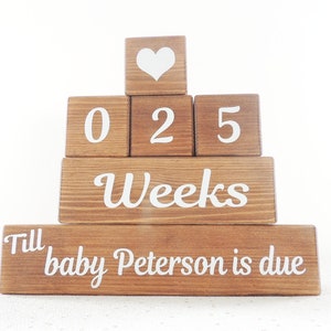 Baby Countdown, Pregnancy Countdown Blocks, Days Until Baby, Personalised Mum to Be Gift ...