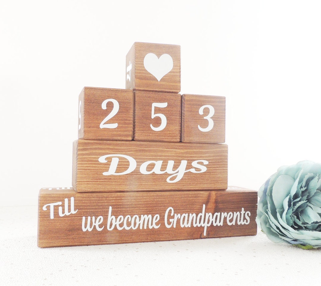 Baby Countdown Blocks, Grandparent Gift, Baby Announcement Gift, Rustic ...