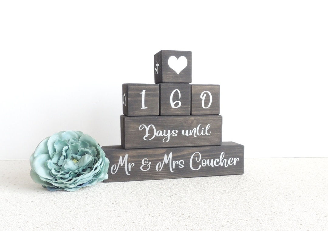 Personalised Wedding Countdown, Black and Silver, Wedding Days, Days ...