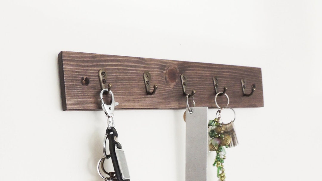 Wooden Key Holder, Entryway Hanger, Hall Tidy, Rustic Hall Decor, Wood ...