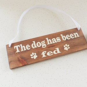 Dog Fed Sign, Wooden Dog Sign, Hanging Sign, Kitchen Plaque, Pet Fed ...