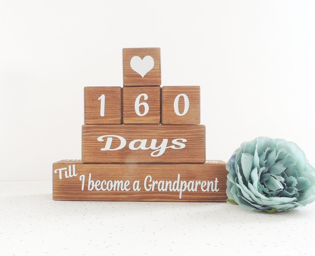 Grandparent Gift: Rustic Baby Countdown Blocks - Etsy