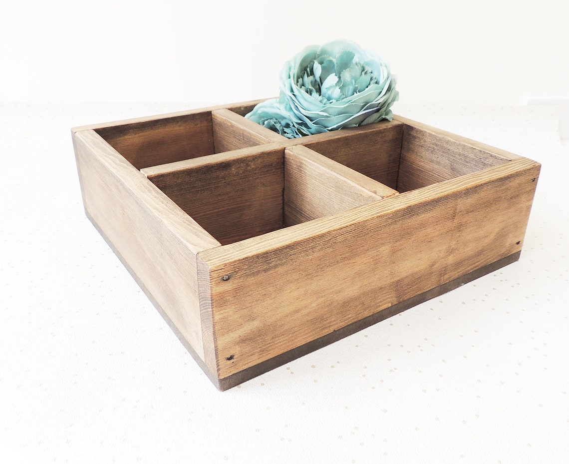 Wooden Table Caddy Storage Tray Rustic Decor Condiment - Etsy