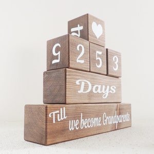 Baby Countdown Blocks, Grandparent Gift, Baby Announcement Gift, Rustic ...