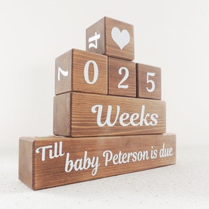 Baby Countdown, Pregnancy Countdown Blocks, Days Until Baby, Personalised Mum to Be Gift ...
